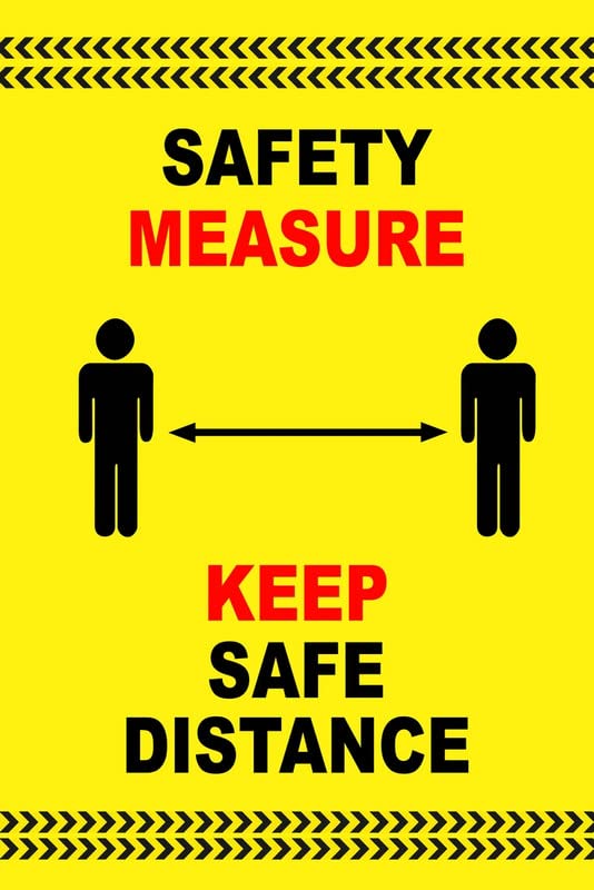 VAAIMAI Safety Measure Keep Safe Distance Sign Board 8X12 Inch 3mm Foam ...