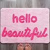 Amazon.com: Evovee Hello Beautiful Bath Mat Light Pink Blush Peach ...