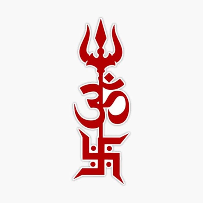 DISHA Shiv Om Trishul Stickers for car, Bike, (5 cm X 12.5 cm) Red ...