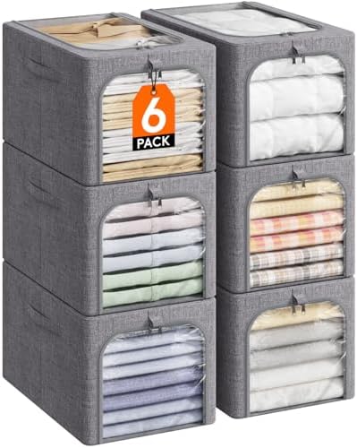 Amazon.com: Lifewit Clothes Storage Bins with Metal Frame, Stackable ...
