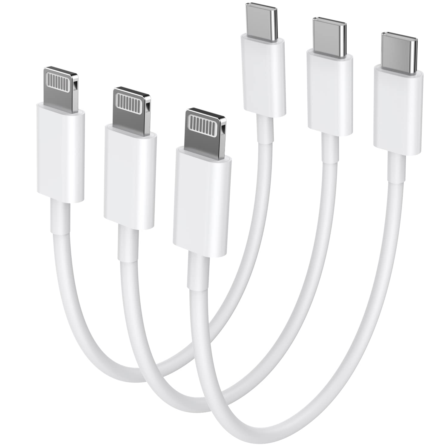 Amazon.com: Short USB C to Lightning Cable,3Pack [Apple MFi Certified ...