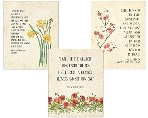 Amazon.com: Poetry Quote Floral Art Print Set. Inspirational Quote ...