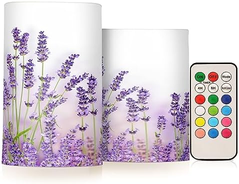 Amazon.com: YETTASBIN Purple Lavender Flameless Candles with Remote ...