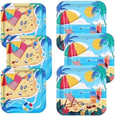 Amazon.com: DECORLIFE 80 Count Beach Party Plates, 9 Inch Paper Pool ...