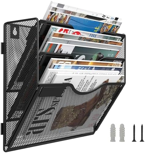 Amazon.com : LQPAFZ Wall File Organizer, 3 Pockets Mesh Wall File ...
