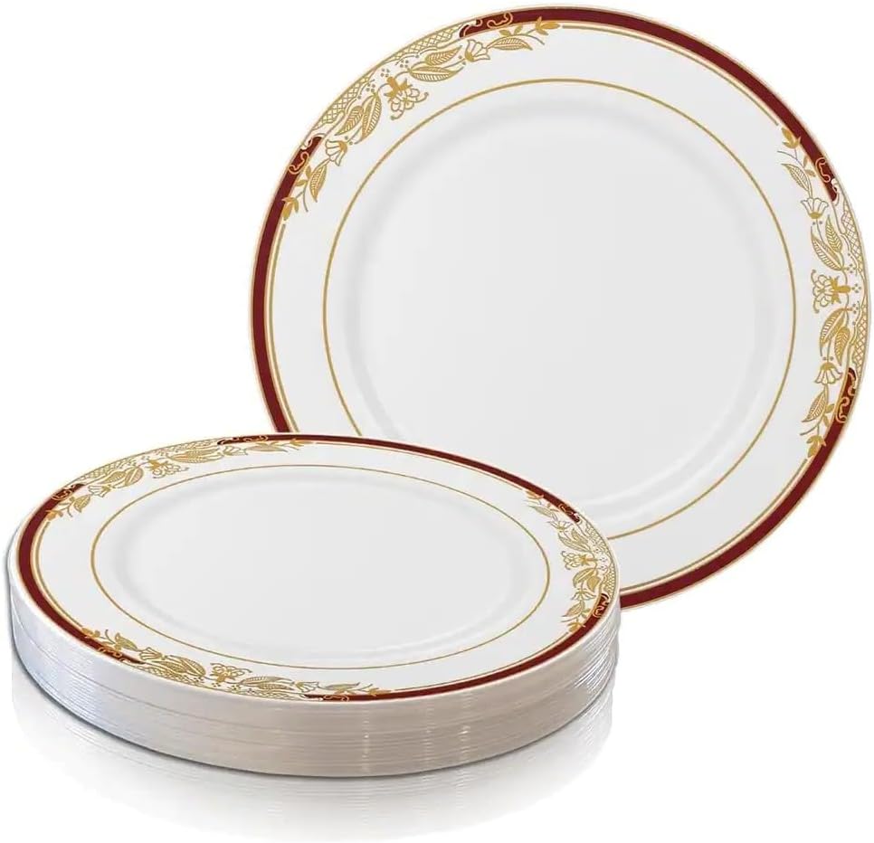 Amazon.com: Disposable 120 Piece Dinner Plates With Unique Vintage Rim ...