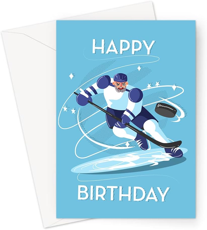 Amazon.com : LEMON LOCO Happy Birthday Ice Hockey Greeting Card ...