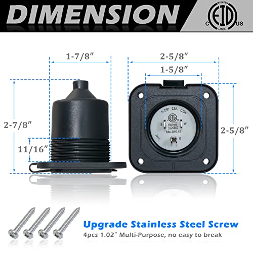 Snapklik.com : EilxMag 15 Amp Inlet, 125V Shore Power Inlet Power Inlet ...