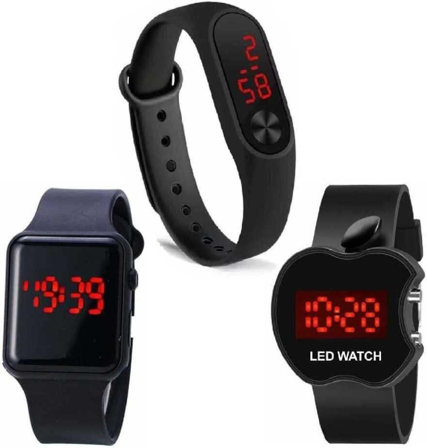Buy V&Y Black Plastic Digital Watch for Boys and Girls Oval & Apple ...
