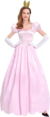 Amazon.com: Adult Princess Costume Women Pink Dress for Girls Halloween ...