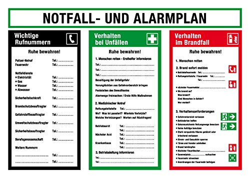 Aushang am Arbeitsplatz - Notfall- und Alarmplan - Aluminium - 30 x 42 ...