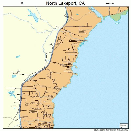 Large Street & Road Map of North Lakeport, California CA - Printed ...