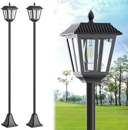 68" Solar Lamp Post Light Outdoor - 3000K Warm White, IP45 Waterproof ...