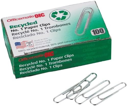 Amazon.com : Officemate Recycled No. 1 Paper Clips, Pack of 10 Boxes of ...