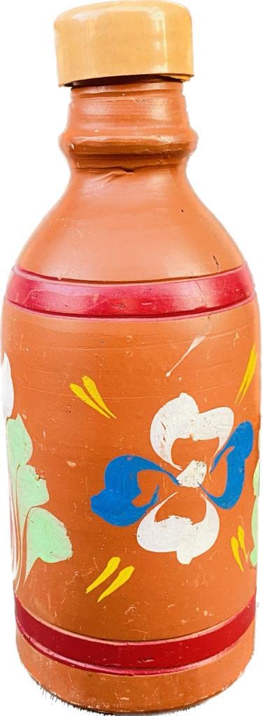 HAND MADE EARTHEN CLAY WATER BOTTLE (1 LITRE) : XYZ: Amazon.in: Home ...