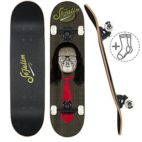 Sefulim Skateboard professionnel, 78,7 x 20,3 cm, skateboard complet ...