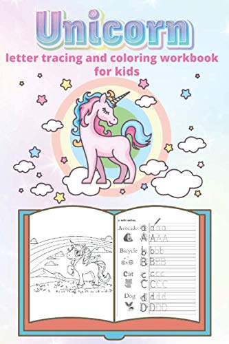 Unicorn letter tracing and coloring workbook for kids: Cursive writing ...