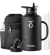 Amazon.com: Trebo 64oz Water Bottle Insulated Half Gallon with Handle ...