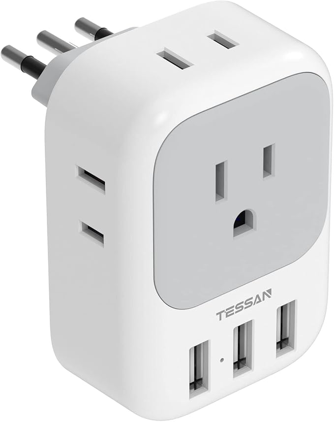 Amazon.com: TESSAN Italy Travel Plug Adapter, US to Italian Power ...