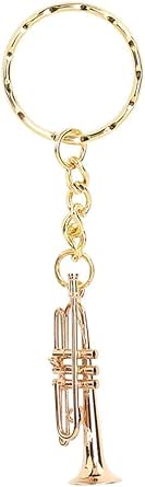 Amazon.com: Mini Trumpet Key Chain with Brass Instrument Keyring ...