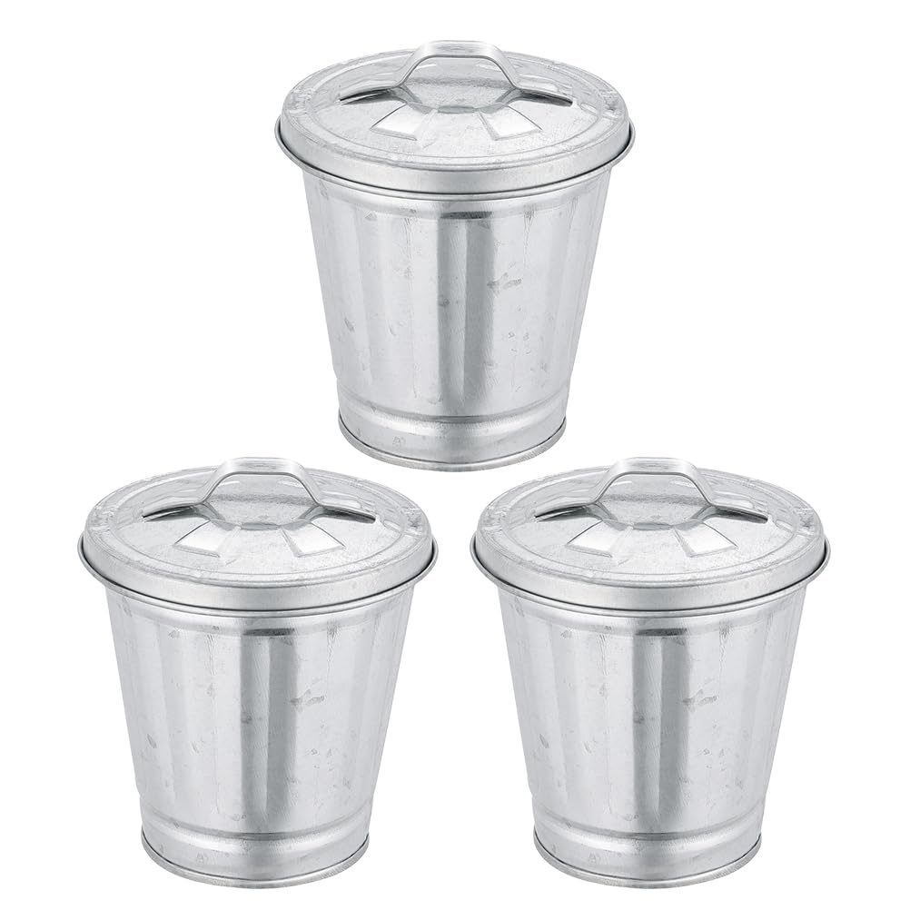 Amazon.com: Garneck 3pcs Desktop Mini Metal Trash Can Small Garbage ...