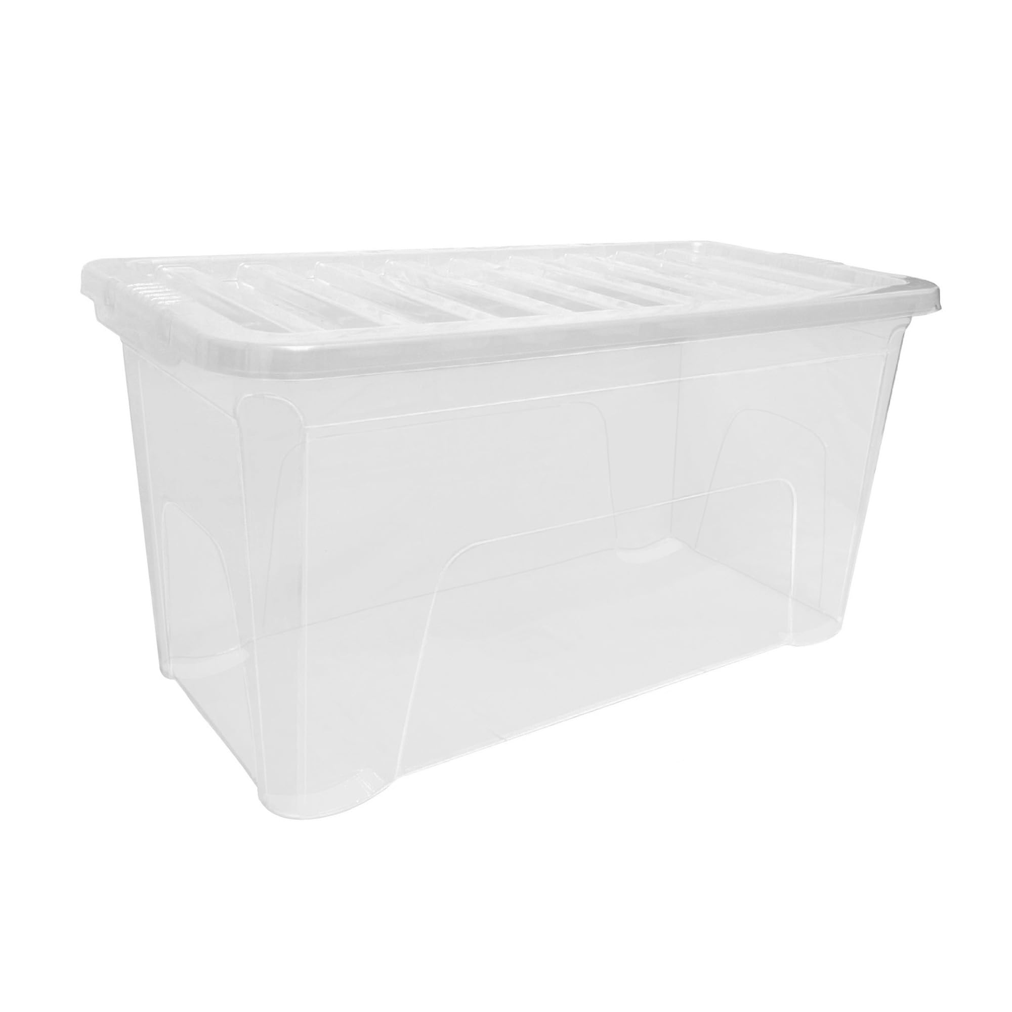 simpa 110L XL Stackable Plastic Storage Box with Clear Lid - 42cm (H) x ...