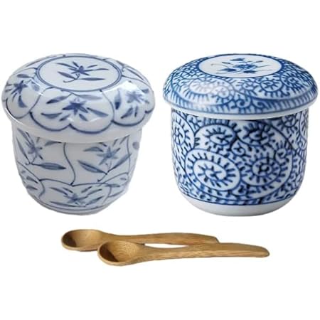 Amazon.com | Japanese Porcelain Chawan-mushi Cups with Lid and Spoon, 3 ...