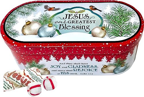Amazon.com : Scripture Candy, Jesus Our Greatest Blessing Christmas Tin ...