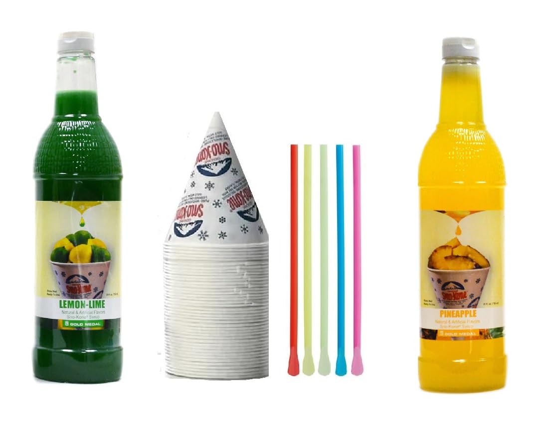 Amazon.com : Snow Cone Kit – Bundle of 2 Flavored Syrup Bottles, Spoon ...