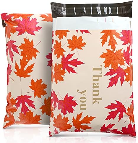 Kesote 25Pcs Poly Mailers Autumn Themed Mailing Envelopes Maple Leaves ...