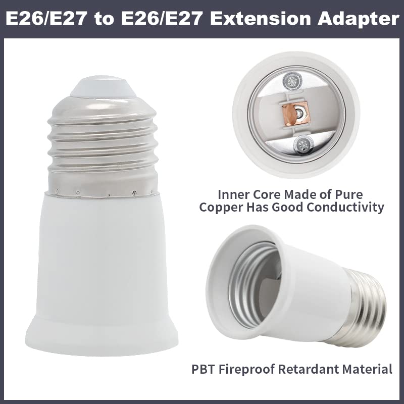 Snapklik.com : E26 To E26 Light Socket Extender, 1.2 Inch / 30cm ...