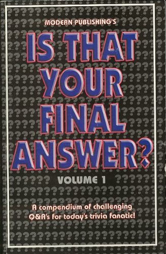 Is That Your Final Answer? - Volume 1: unknown author: Amazon.com: Books