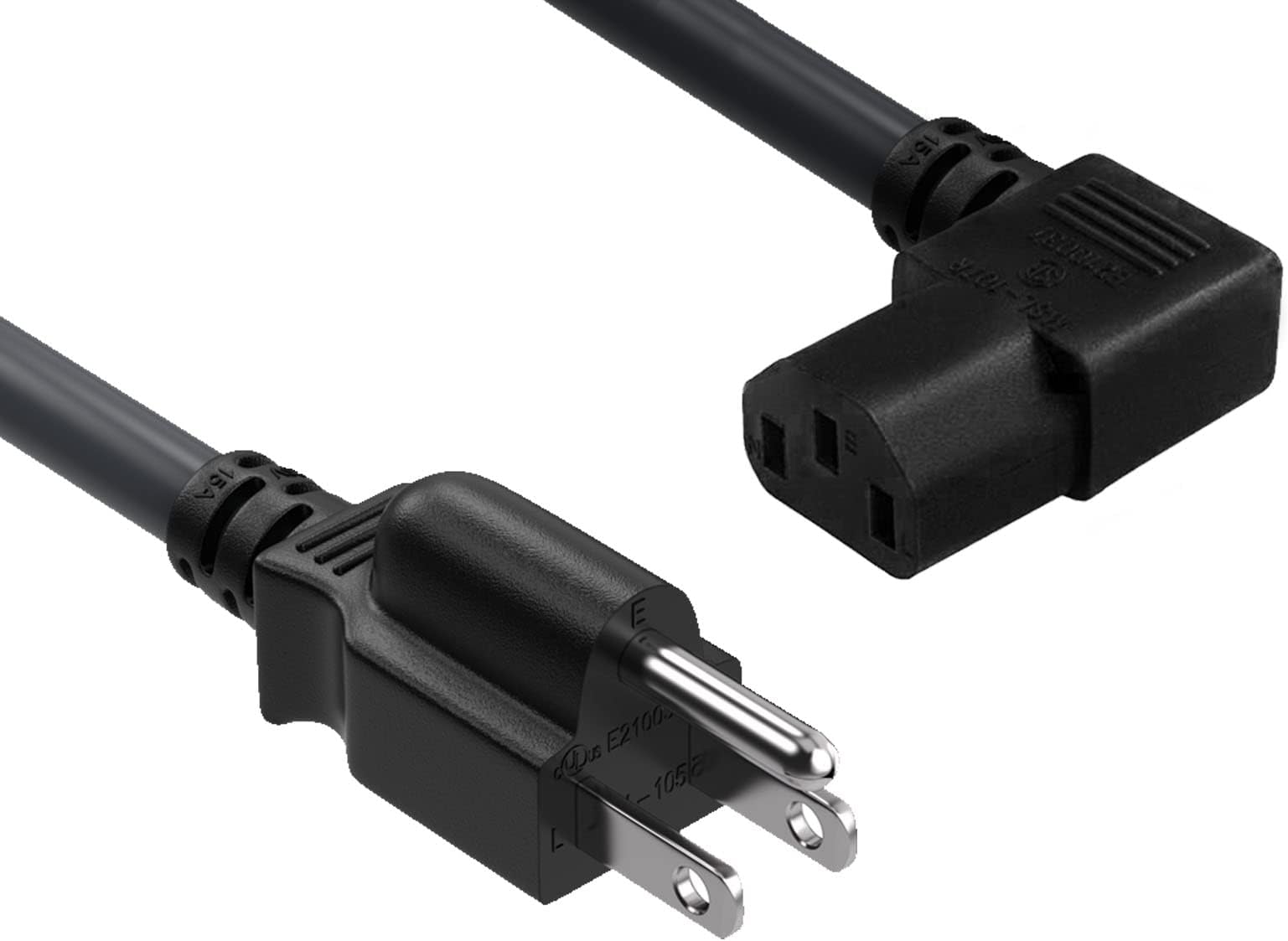 Amazon.com: Cable Matters 2-Pack 16 AWG Right Angle Power Cord (Power Cable) 10 Feet (NEMA 5-15P ...