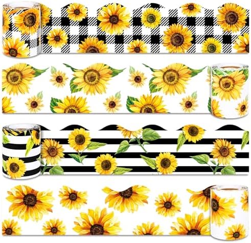 Amazon.com: Whaline 131.2Ft Sunflower Bulletin Board Border Summer ...