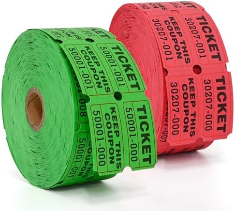 Amazon.com : L LIKED 2000 Raffle Tickets Double Rolls 50/50 Stub ...