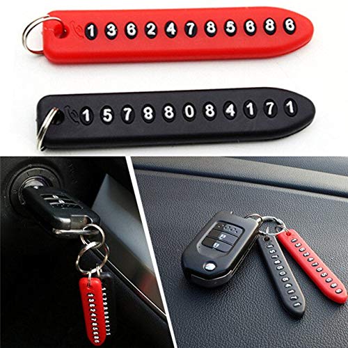 e-INFINITY Anti-Lost Phone Number Plate Car Keychain Pendant (Black and ...