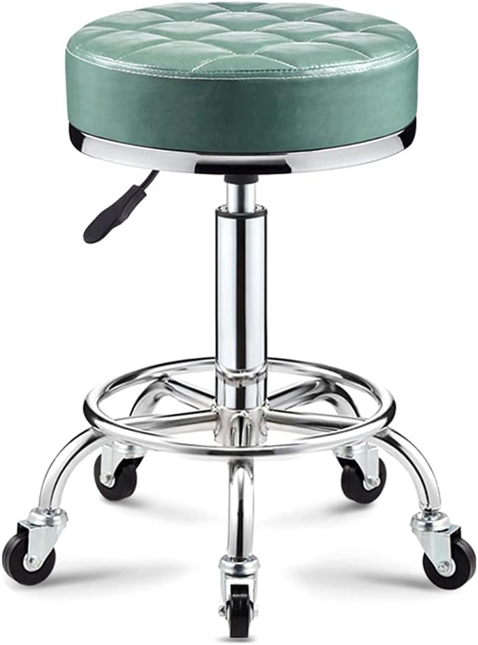 Amazon.com: FAMMIX Swivel Round Rolling Stool with Wheels and Foot Ring ...