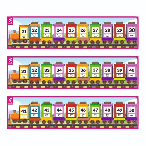 WISSEN Wooden Educational & Learning Train Sequencing Numbers 21-50 ...