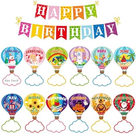 Amazon.com: Hot Air Balloon Happy Birthday Bulletin Board Cute Holiday ...