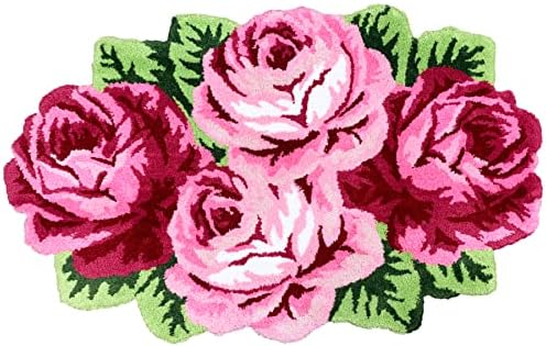 Amazon.com: ABREEZE Rose Rug Pink Handmade Bathmat Floral Rug Girls ...