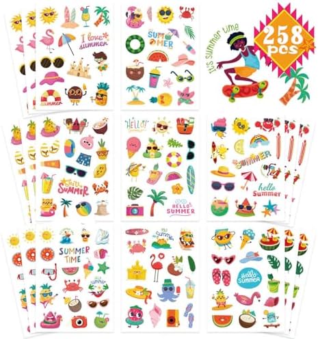 Amazon.com: 16 Sheets Summer Stickers Pool Beach Luau Hawaii Stickers ...