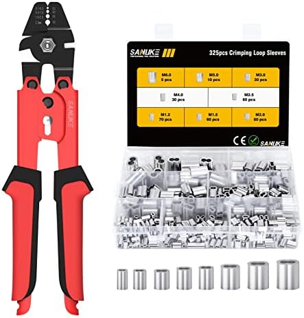 325pcs Aluminum Crimping Loop Sleeves Assortment Kit, and Wire Rope ...