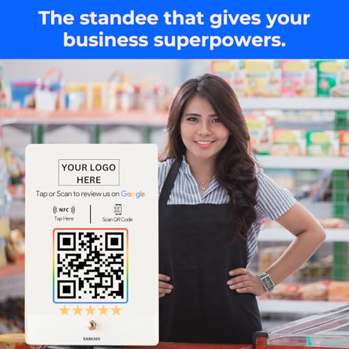 Custom Review NFC Standee with QR Code | Boost Business Reviews with ...