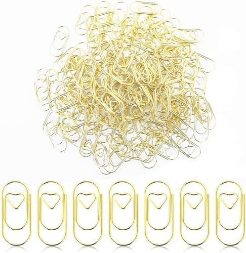100pcs Mini Gold Heart Paper Clips, Small Cute Love Shaped Stainless ...
