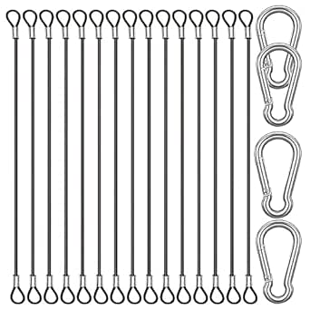 15 Pack 8 Inch(20cm) Safety Stainless Steel Tethers with 4 Pcs Spring ...