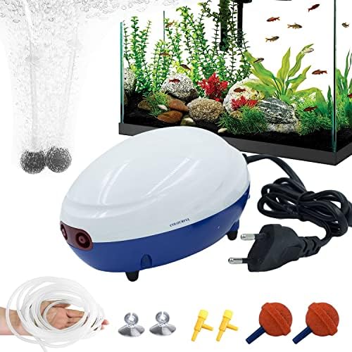 COLOURFUL - Dual Outlet Aquarium Air Pump, Fish Tank Aerator with ...