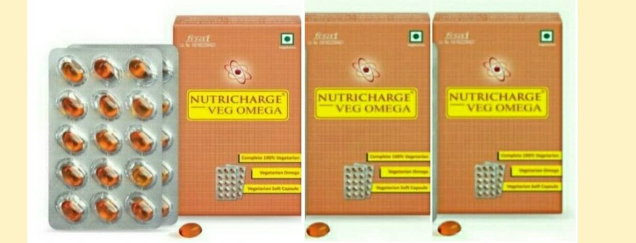 Men's and Women's Nutricharge Veg Omega Health Supplement (DE@3) (3x30 ...