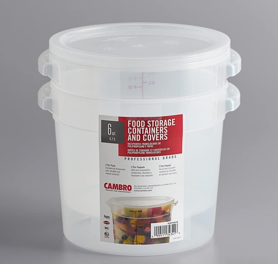 Amazon.com: Cambro 6-Quart Round Food Storage Container with Lid - BPA ...