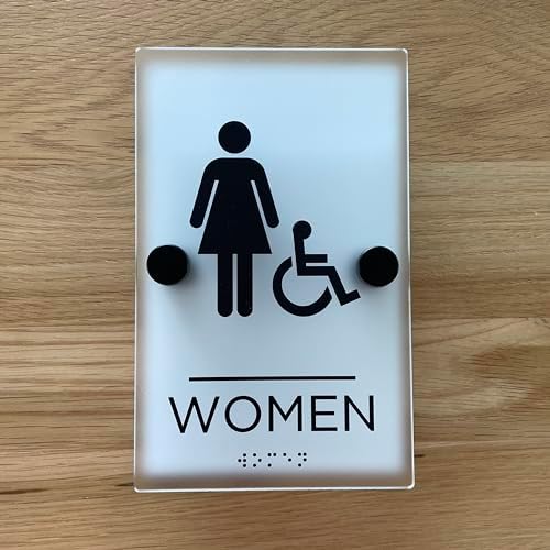Amazon.com: Restroom sign, matte acrylic with stainless steel mounting ...