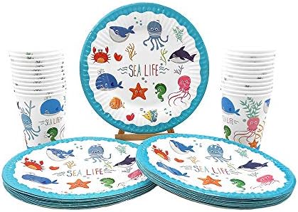 Amazon.com: Ocean Sea Life Birthday Party Supplies Set Plates Napkins ...